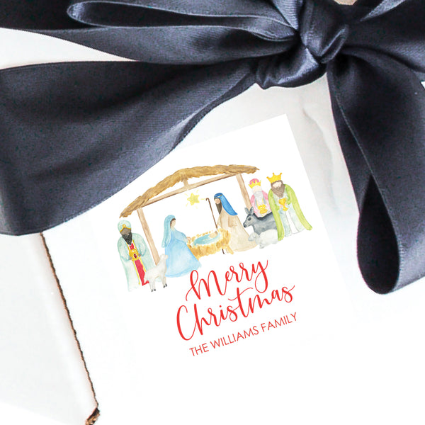 Nativity Christmas Labels - Brown Paper Studios