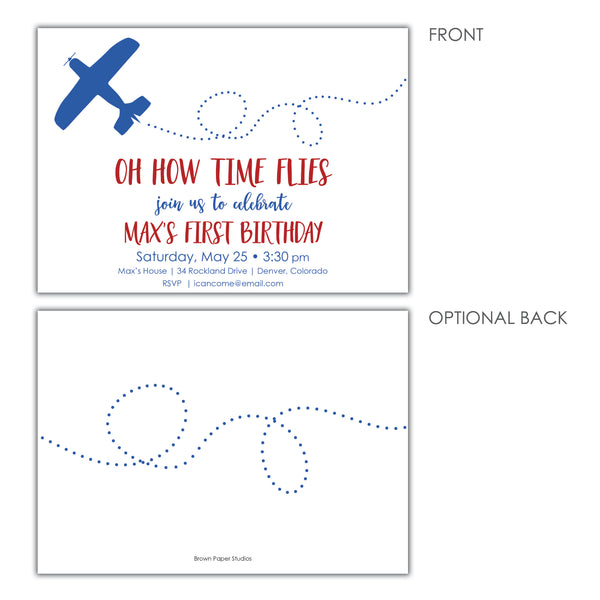 Airplane Birthday Invitation - Brown Paper Studios