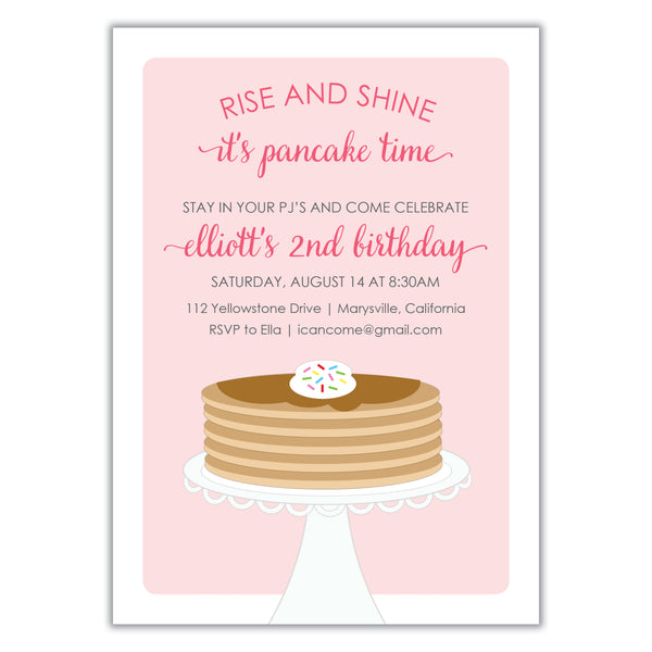 Pancake Birthday Party Invitation - Brown Paper Studios