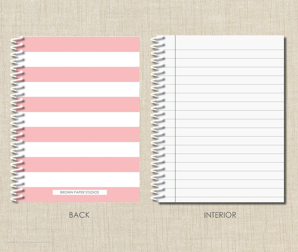 Personalized Stripe Spiral Notebook - Brown Paper Studios